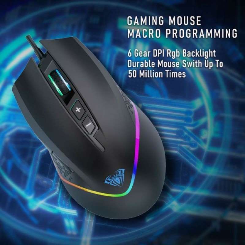 Promo AULA F805 Mouse Gaming RGB 6400 dpi 7 Button Progammable Original ...