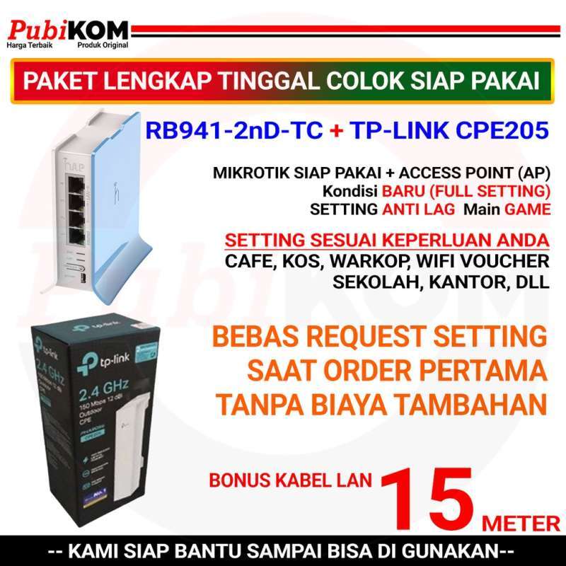 Jual Paket Full Setting Mikrotik Rb941-2nd-tc + Tp-link Cpe205 Siap ...