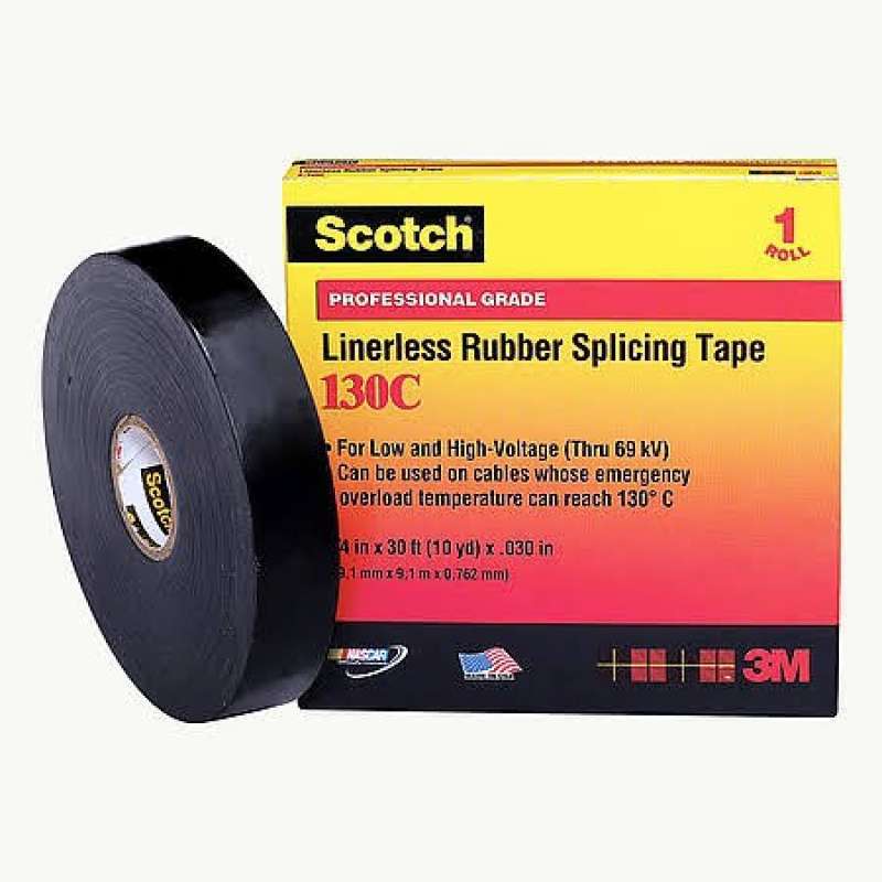 Promo 3M scotch 130C linnerles Rubber electrical tape / isolasi Rubber ...
