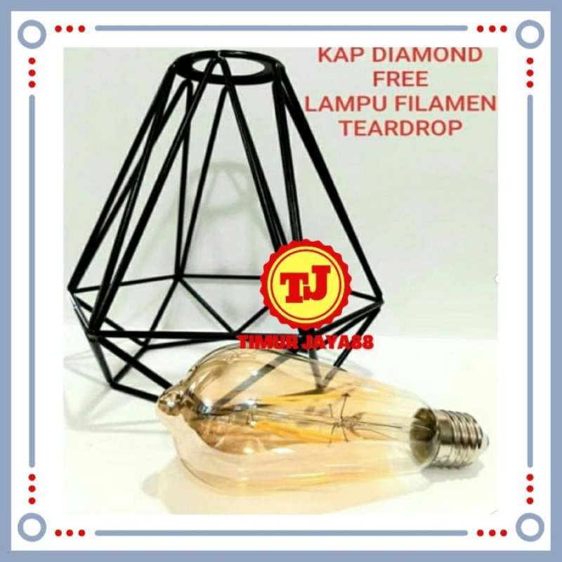 Promo Kap Lampu Gantung Diamond + LAMPU Industrial Besi Cafe Vintage Edison Diskon 26% di Seller ...
