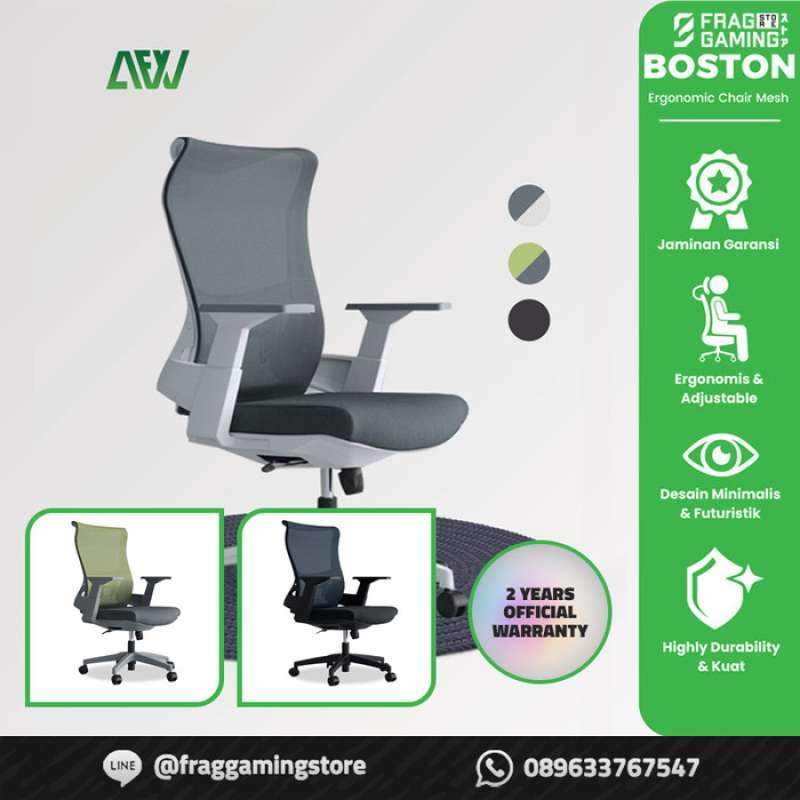 Jual BOSTON Kursi Ergonomic Chair Mesh Office Chair Lumbar Support di ...