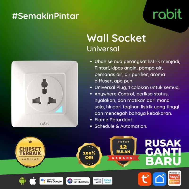Promo RABIT Smart Wall Socket / Colokan Listrik Pintar Diskon 23% di ...