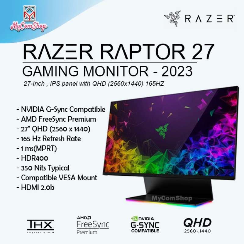 Jual RAZER RAPTOR 27 ULTIMATE GAMING MONITOR QHD 165HZ G-SYNC AMD ...