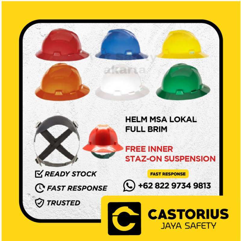 Promo helm msa full brim safety helmet msa full brim inner biasa msa ...