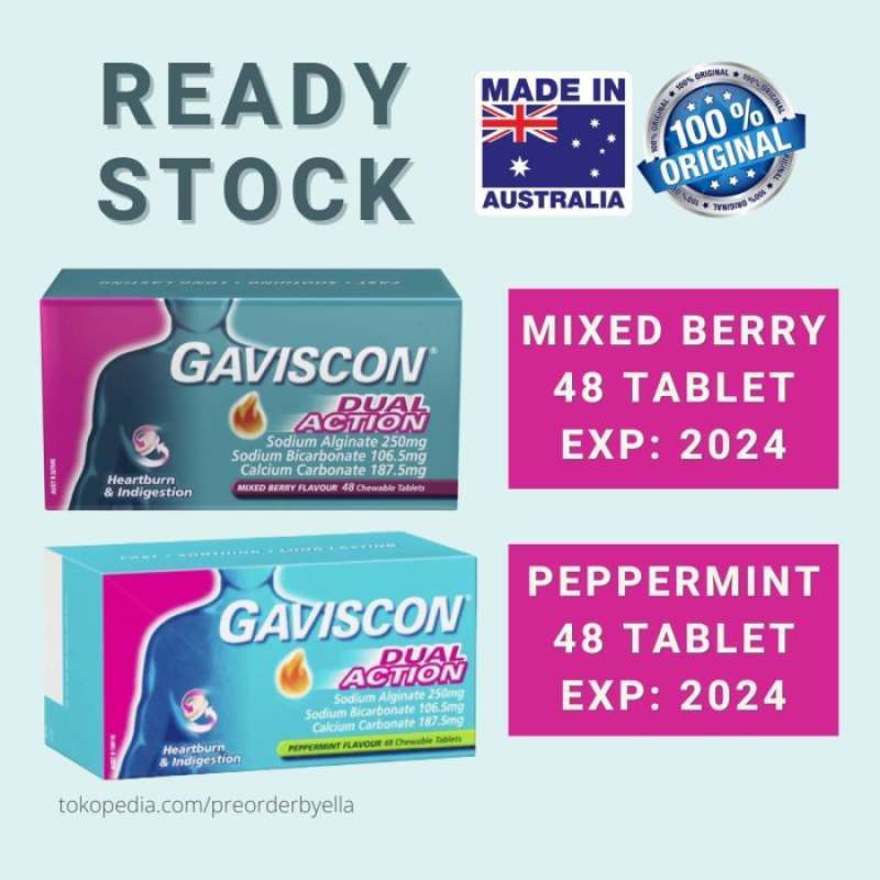 Jual Gaviscon Dual / Double Action 48 Chewable Tablet / Tablets ...