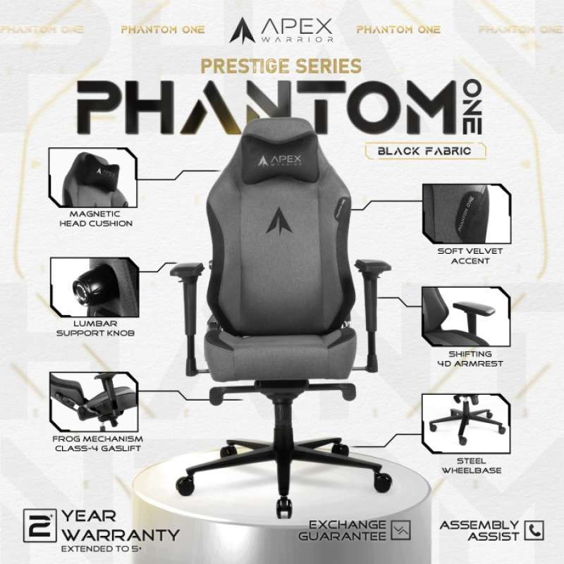 Jual Apex Warrior Phantom One Black Fabric Kursi Gaming Chair di Seller ...
