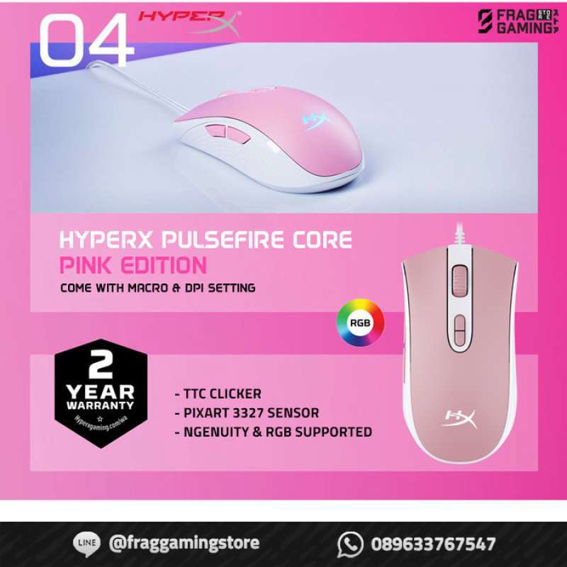 Promo HyperX Pulsefire Core Pink / Quartz RGB Gaming Mouse Diskon 23% ...
