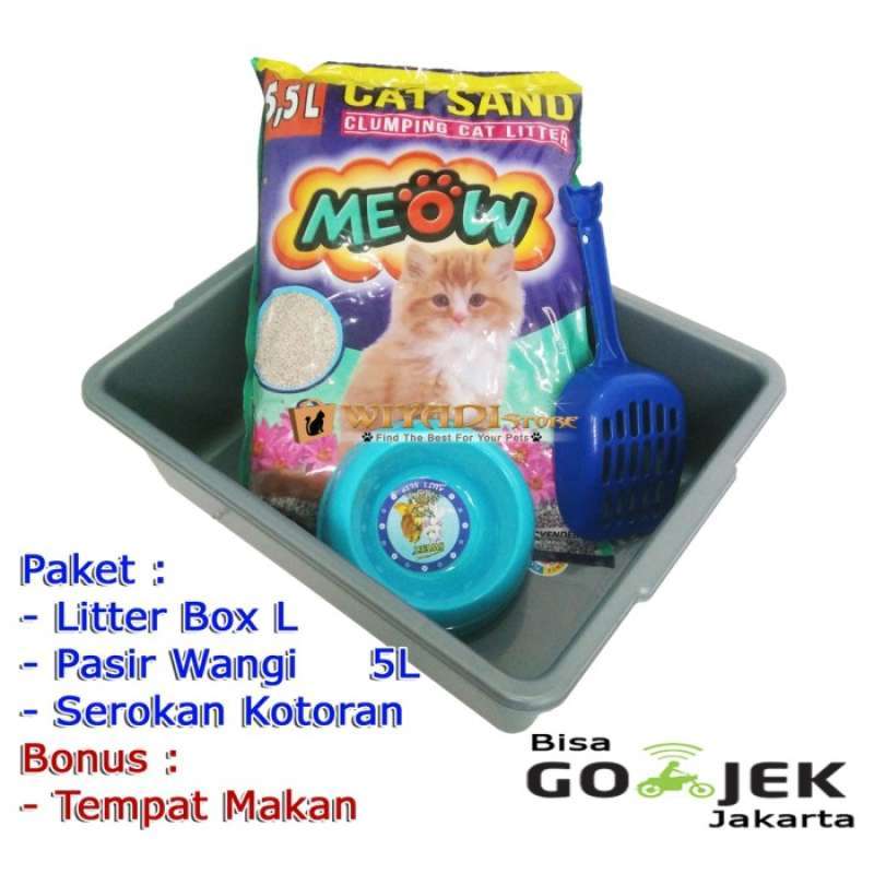 Promo Super Paket Tempat PUP BAK Kotoran Kucing Litter Box L, Skop dan ...