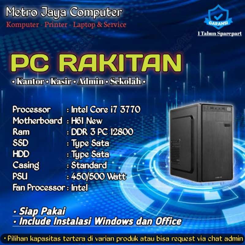 Promo PC Komputer Rakitan Core i7 3770 Office / Kasir / Sekolah New Diskon 23% di Seller Gigaba ...