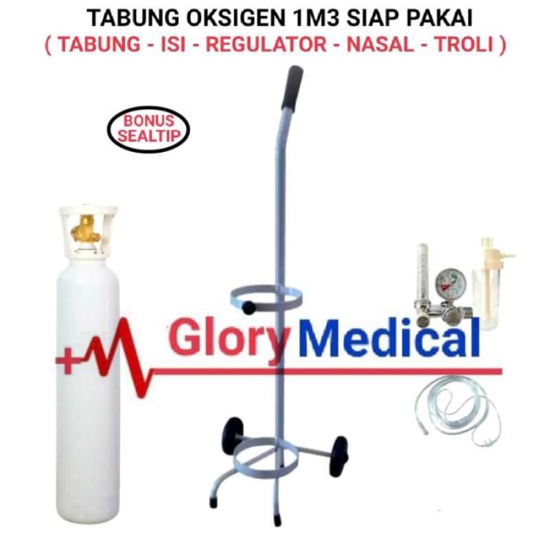 Jual Tabung Oksigen 1M3 Siap Pakai Komplit + Kunci + Paking Kayu(Luar ...