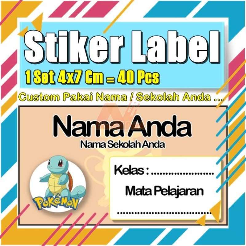 Jual Stiker Label Pokemon Model N Buku Pelajaran Anak Vol-253 - Uk 4x7 ...