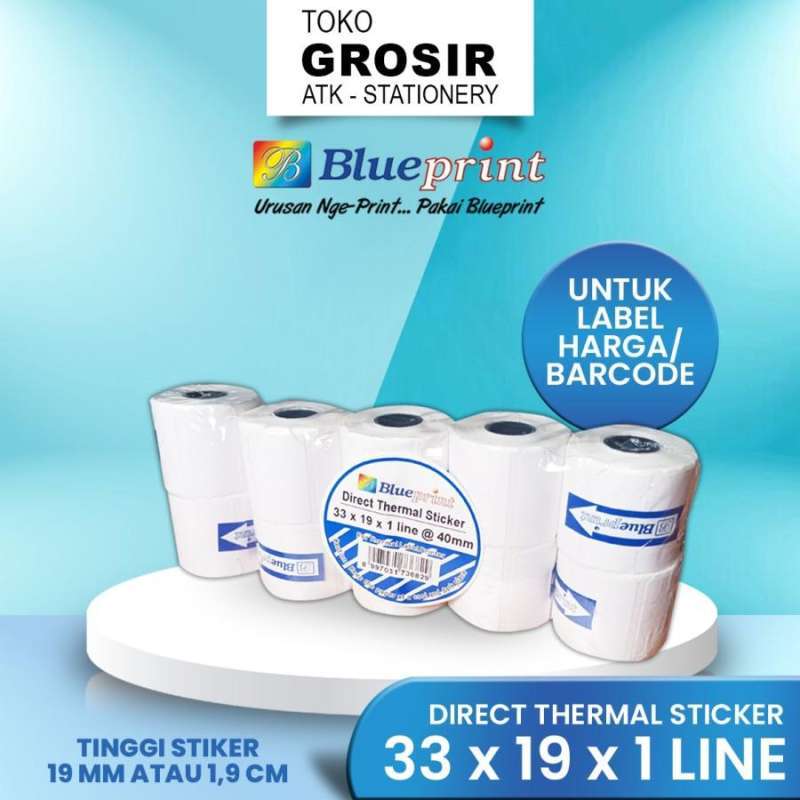 Promo Direct Thermal Sticker / Label Stiker BLUEPRINT 33x19x1line (1 ...