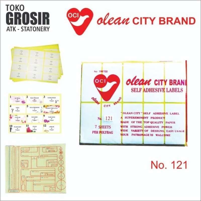Jual Kertas Stiker Label OCI (OLEAN CITY) 10 Sheet di Seller Grosir ATK ...