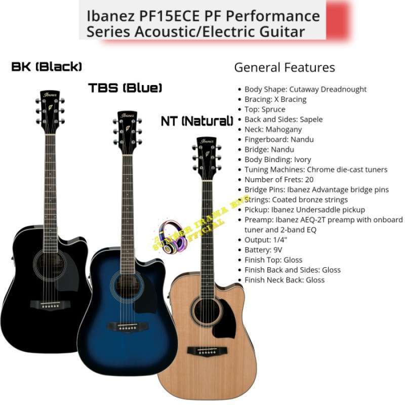 Jual Ibanez Pf15ece Gitar Akustik Elektrik Body Cutaway Di Seller ...