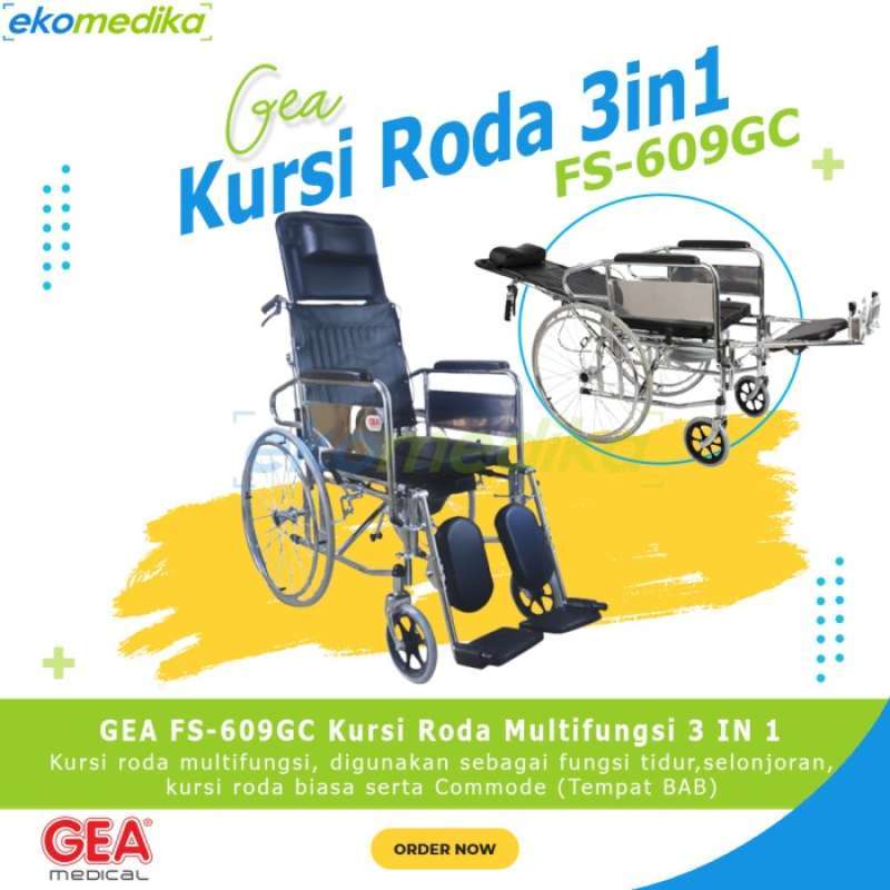 Promo Kursi Roda 3In1 / 3 In 1 Gea Fs 609 Gc Wheelchair Reclining ...