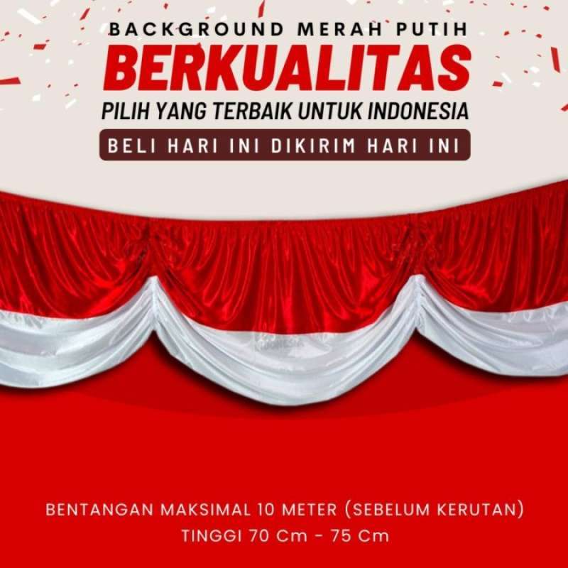 Promo Background Backdrop Gelombang Dekorasi Merah Putih Bendera 17 ...