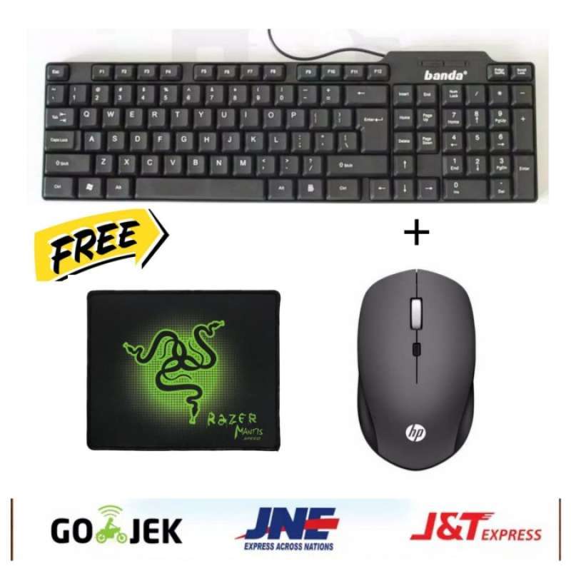 Jual Paket Keyboard Banda + Mouse Wireless Hp S1000 Silent + Mousepad ...