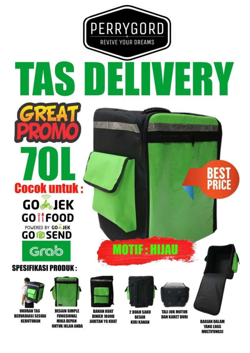 Promo Tas Delivery Box Makanan Dan Minuman 70 Liter Warna Hijau Diskon ...