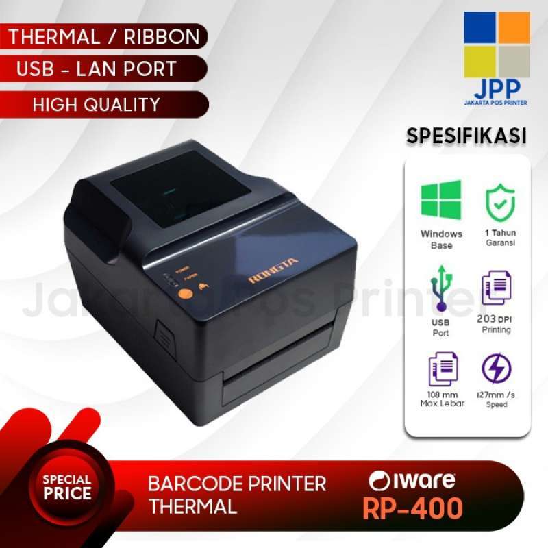 Jual Printer Barcode Label Rongta Iware Rp400h | Rp-400h | Rp 400h Usb ...
