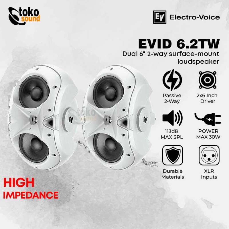 Jual Electro-Voice EVID 6.2TW - Dual 6 Inch 2 Way Surfacemount LoudSpeaker di Seller Tokosound ...