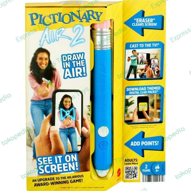 Promo Pictionary Air 2 Family Game with Upgraded Light Pen for Kids ...