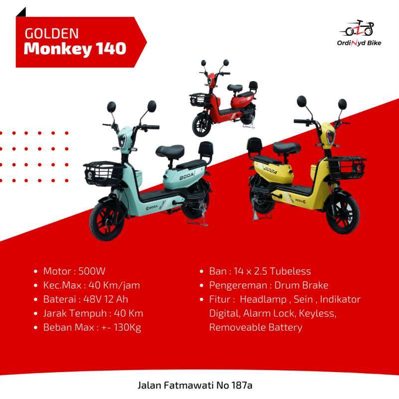 Jual Sepeda Listrik GODA 140 Golden Monkey - Merah di Seller Ordinyd ...