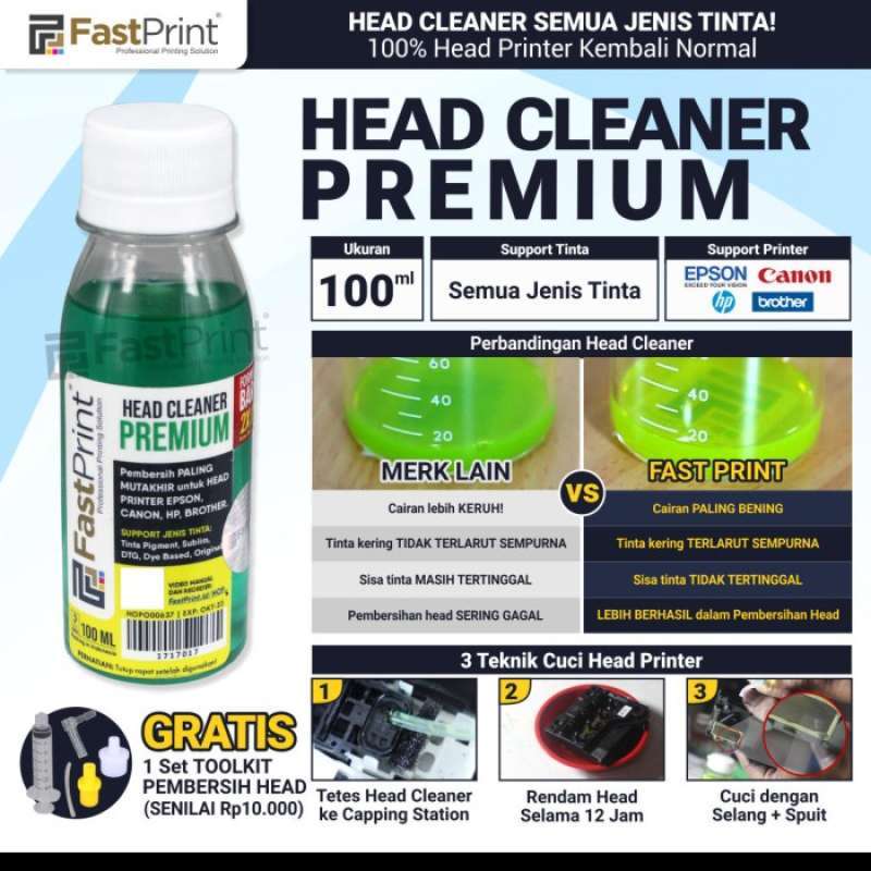 Promo Head Cleaner Premium Cairan Pembersih Head Printer Inkjet 100 Ml ...