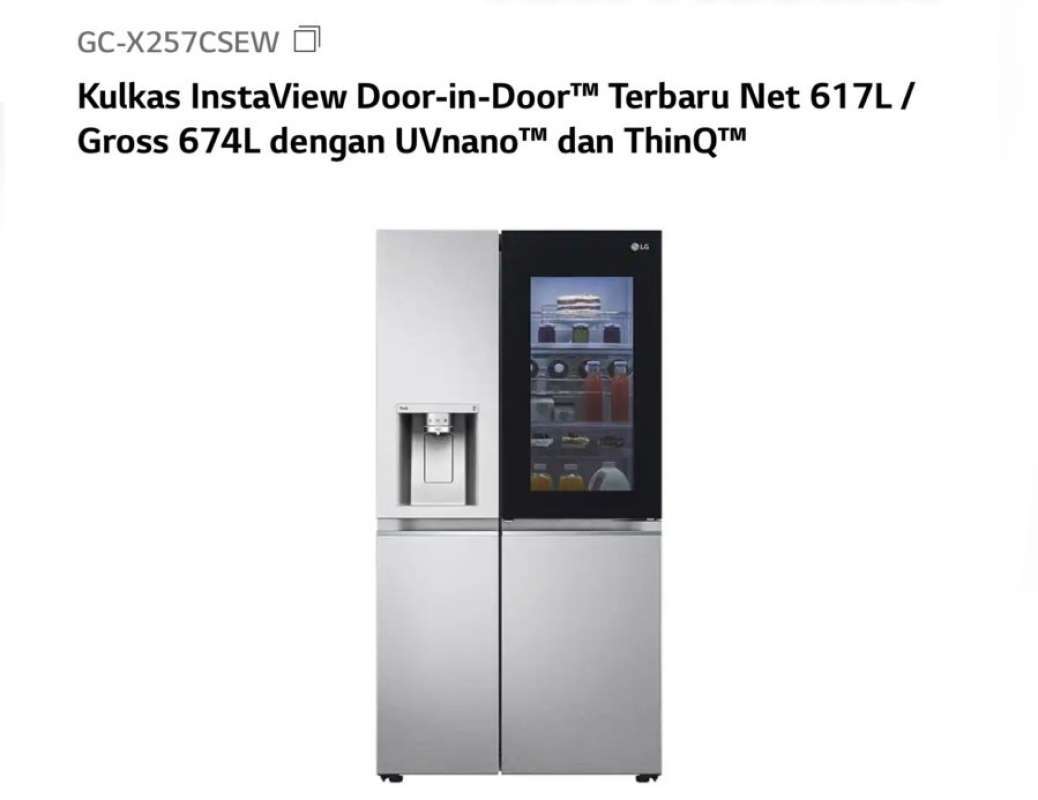 Jual Lg Kulkas Side By Side Refrigerator Gcx257csew Di Seller Rinz Elektronik - Ancol, Kota ...