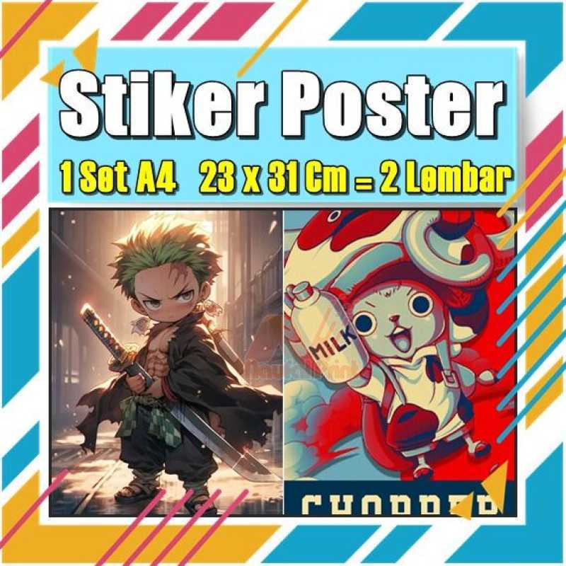 Jual Stiker Label One Piece 3 Luppy Zoro Brock Sanji Coper Nami Robin