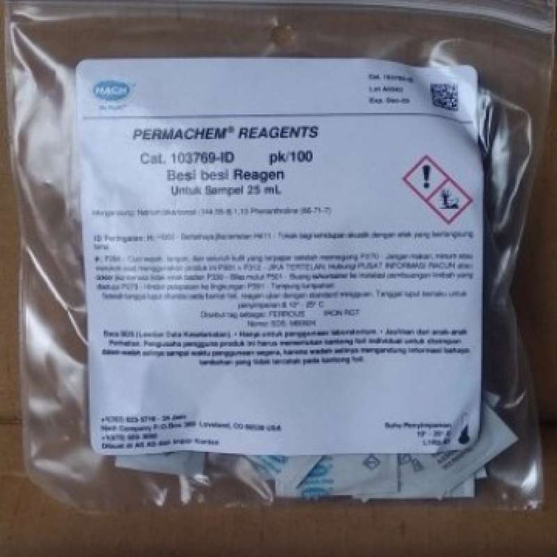 Jual Hach 103769 Ferrous Iron Reagent Powder Pillows 100/pk . Hach 1037 ...
