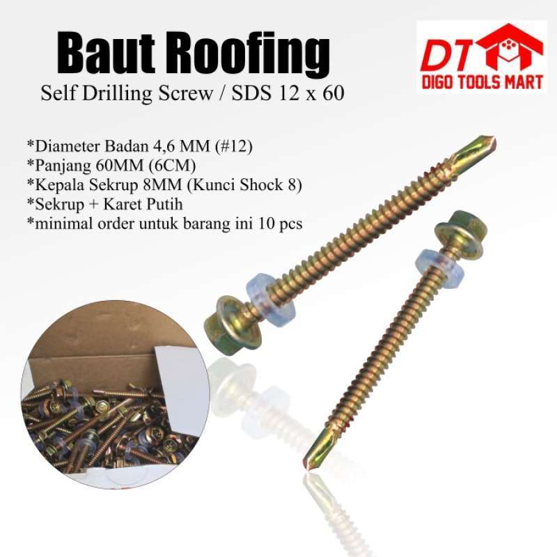 Jual Baut Ruping Screw Roofing Baut Baja Ringan 12x60 Di Seller Digo ...