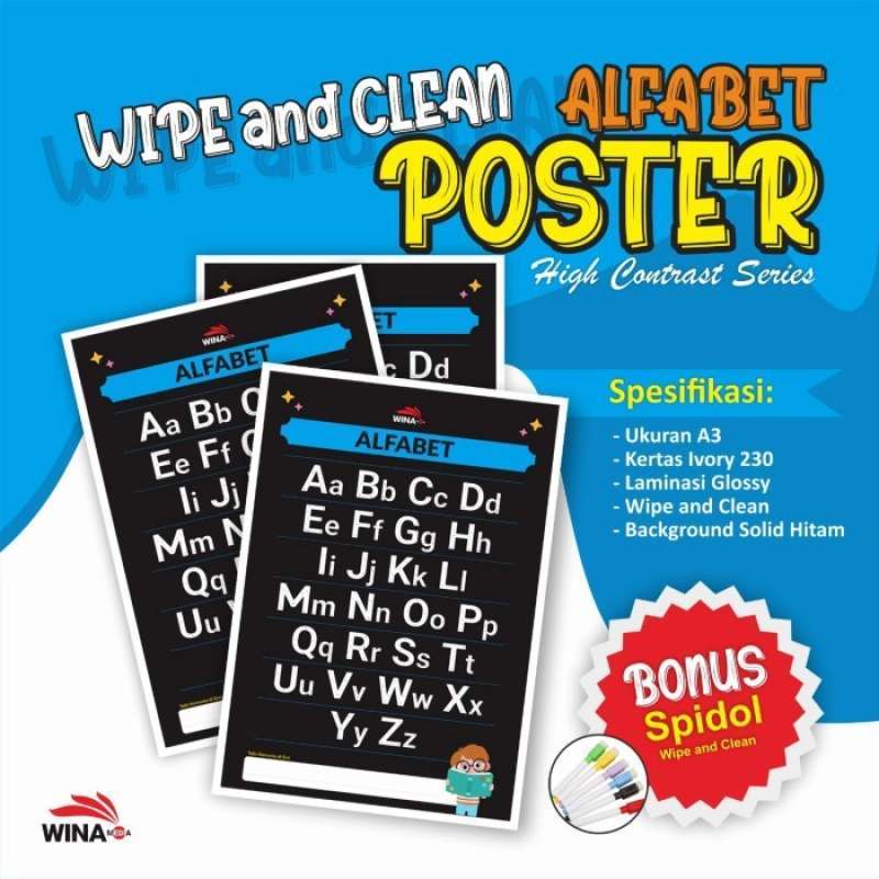 Promo Edukasi Anak Poster Alfabet Wipe And Clean Diskon 67% Di Seller ...