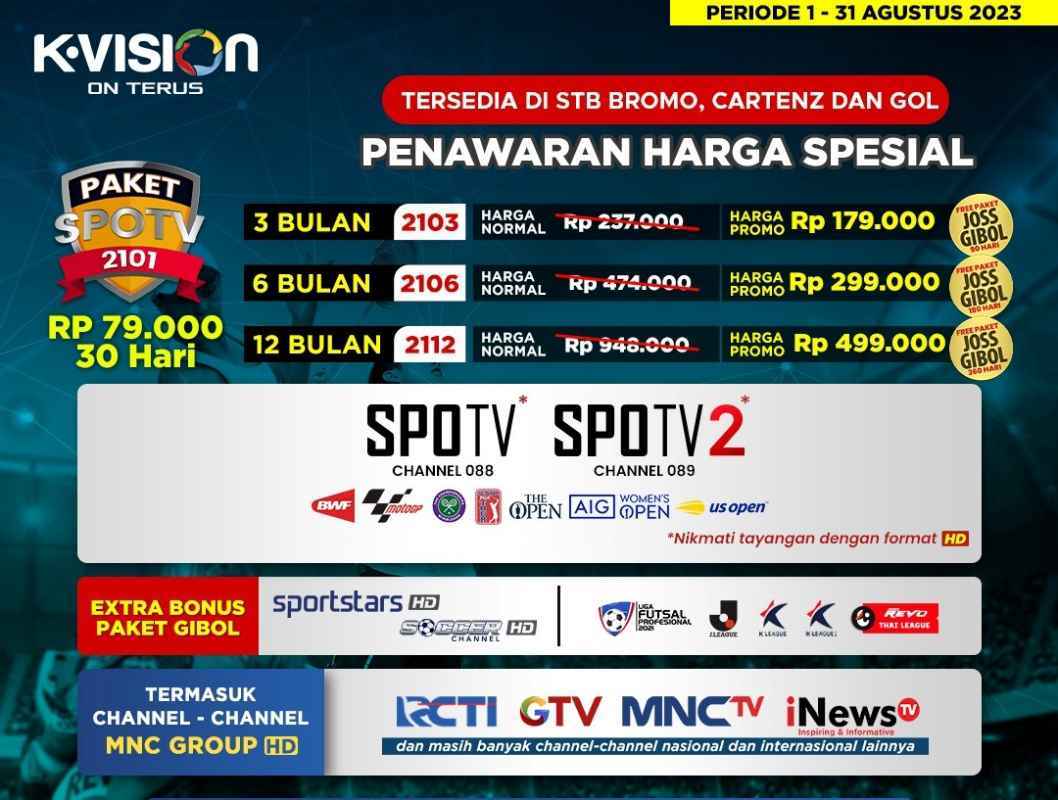 Jual Paket Spotv K-vision Active 3 Bulan Di Seller Mandiri Jaya Distribution - Meliling, Kab ...