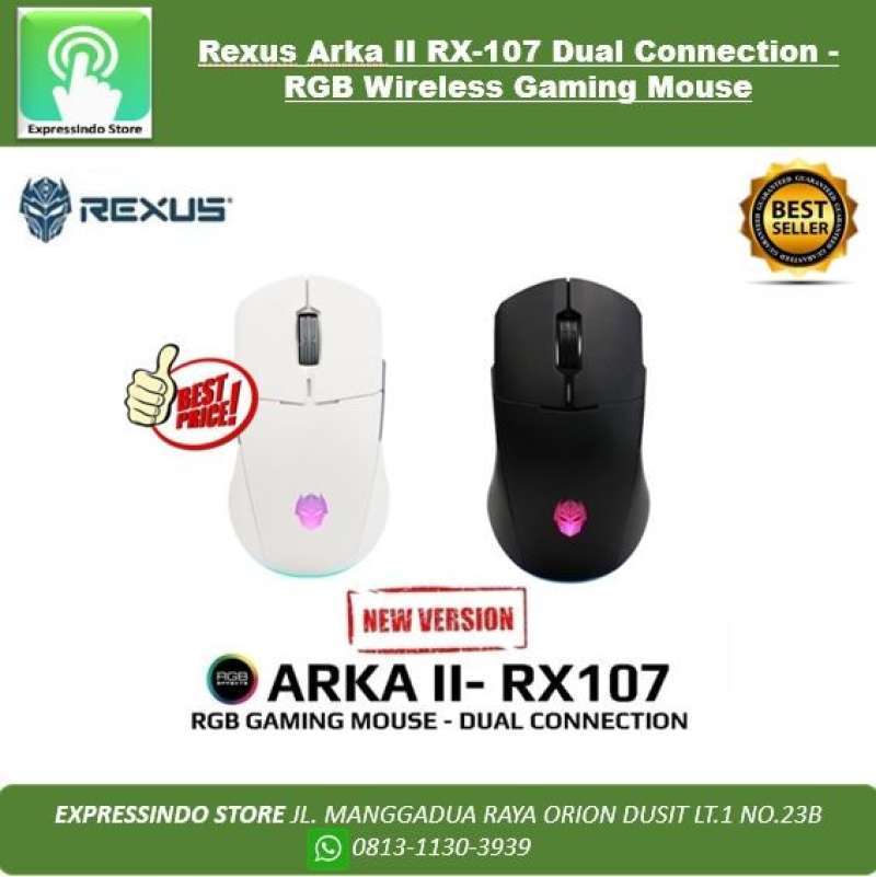 Promo Rexus Arka II RX-107 Dual Connection | RGB Wireless Gaming Mouse ...