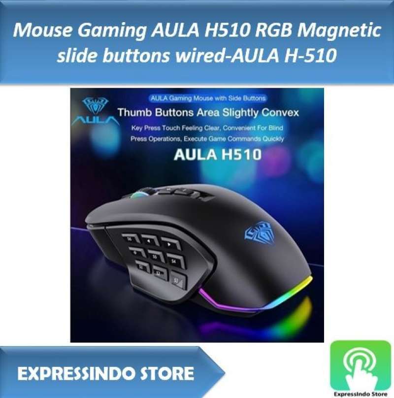 Jual Mouse Gaming AULA H510 RGB Magnetic slide buttons wired-AULA H-510 ...