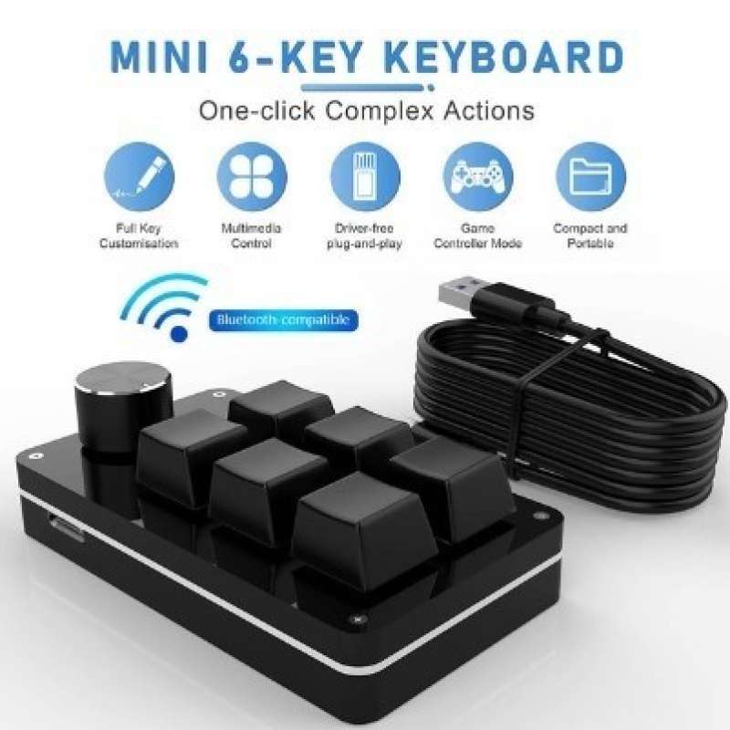 Promo 6 Key Mechanical Keyboard Bluetooth USB Gaming Shortcut Windows ...