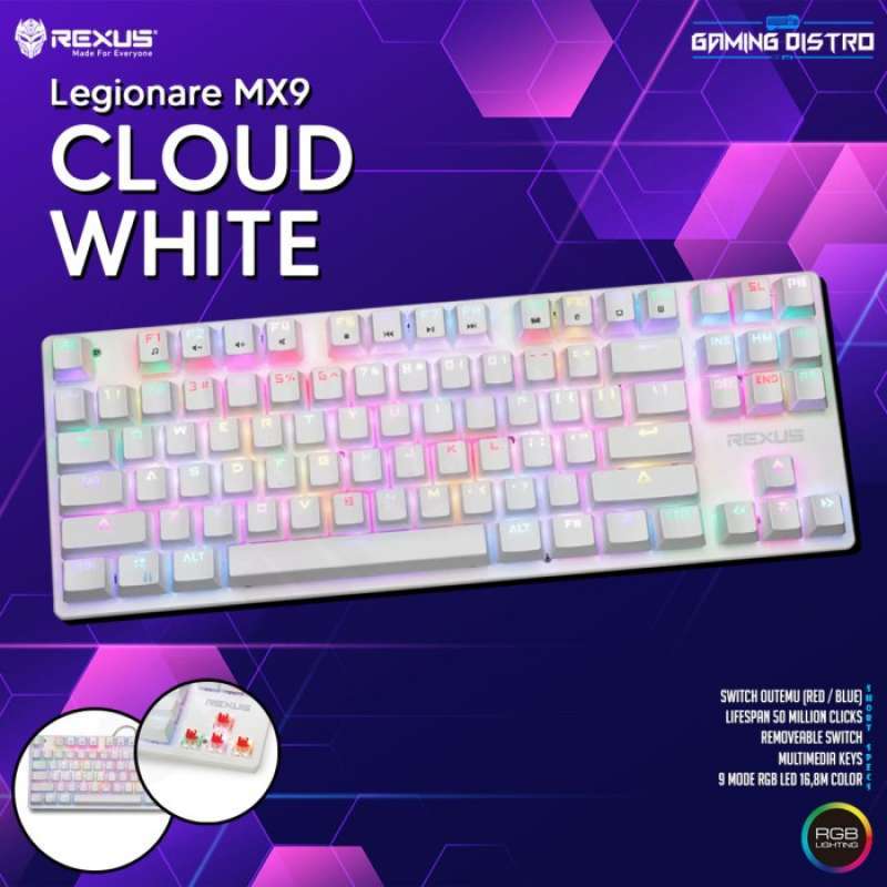 Promo Rexus Legionare MX9 RGB TKL Cloud White Mechanical Keyboard ...