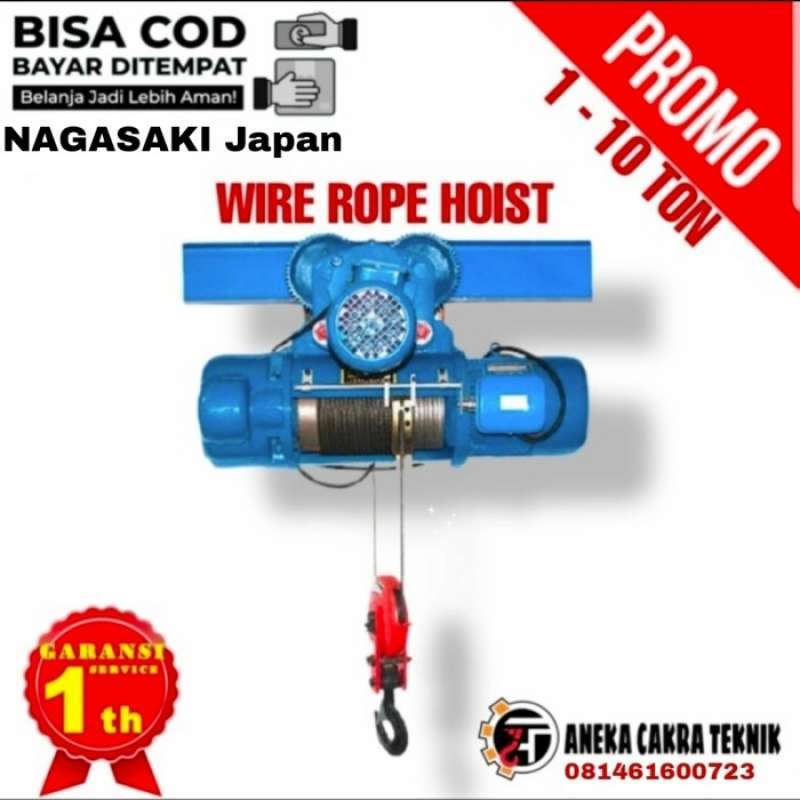Promo Electric Wire Rope Hoist 1 Ton X 12 Meter NAGASAKI Japan Diskon ...