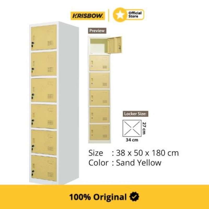 Promo Krisbow Loker 6 Pintu Single Column Locker- Kuning Tua Diskon 15% ...
