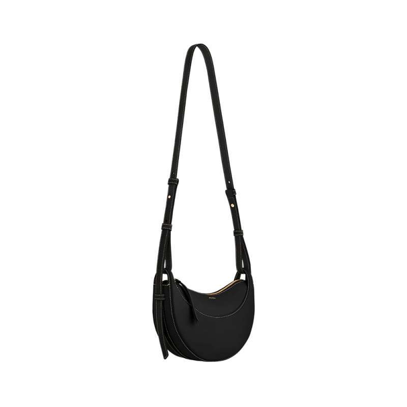 Jual Polene Numero Dix Half Moon Crossbody Bag Smooth Black Ghw Di ...