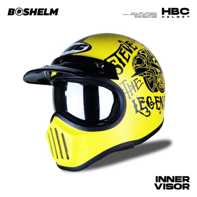 Promo Helm Cakil Hbc Inner Visor Steve Legend Kuning Helm Retro Full ...