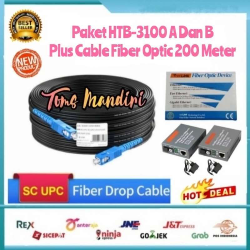 Promo Paket Cable Fiber Optic 200 Meter + Media Converter HTB 3100 A ...