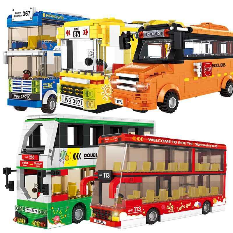 Promo City London Bus Brick Double-decker school bus Model Vehicle Car ...