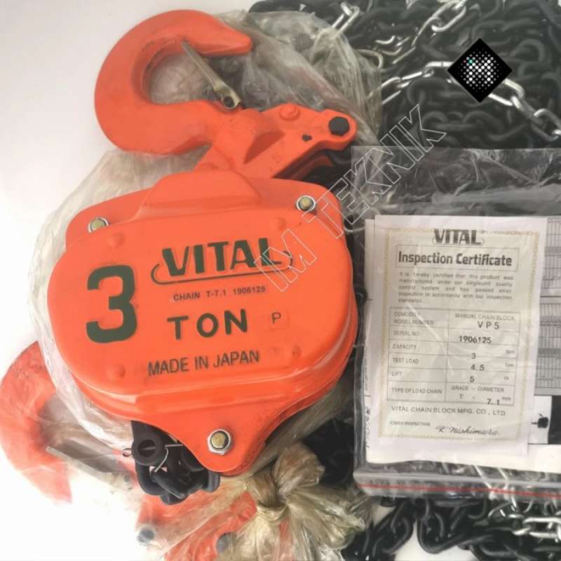 Promo Chain Block VITAL 3 Ton x 5 Meter Takel Hand Manual Chain Block ...