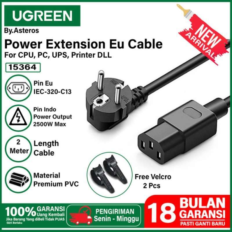 Promo Ugreen Kabel Power Cpu-pc Printer Tv Proyektor Ups 2 Meter 15364 Diskon 23% Di Seller ...