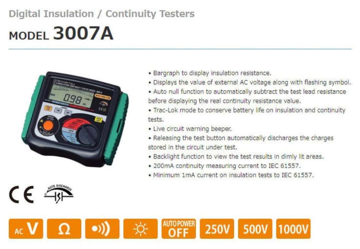 Promo KYTSU 3007A Meger Digital insulation continuity tester Megger ...