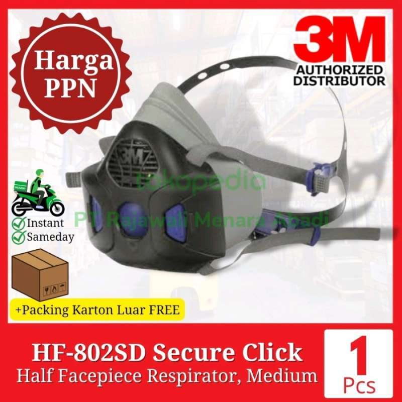 Promo 3M Secure Click HF-802SD Half Facepiece Reusable Respirator ...