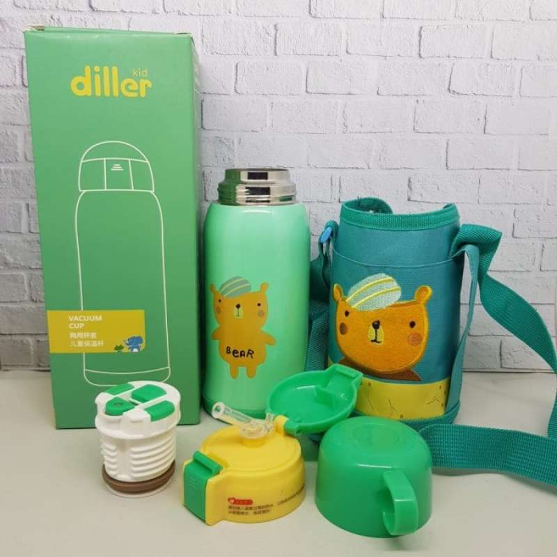 Jual Botol Air Termos Vacuum Stainless Steel Diller Dual Cap Dengan Tas ...