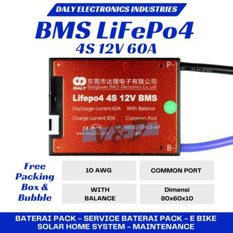 Promo BMS LiFePo4 4S 12V 60A DALY BMS Diskon 23% di Seller Maslika ...