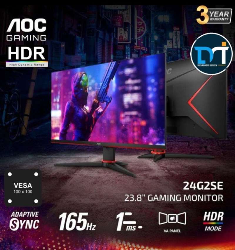 Promo AOC 24G2SE 24 Inch - FHD 165Hz 1ms HDR HDMI DP VGA Monitor ...